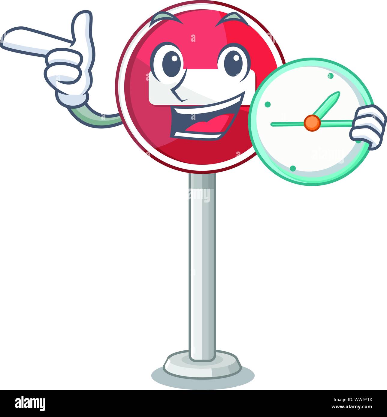 With clock no entry on cartoon side of road Stock Vector Image & Art ...