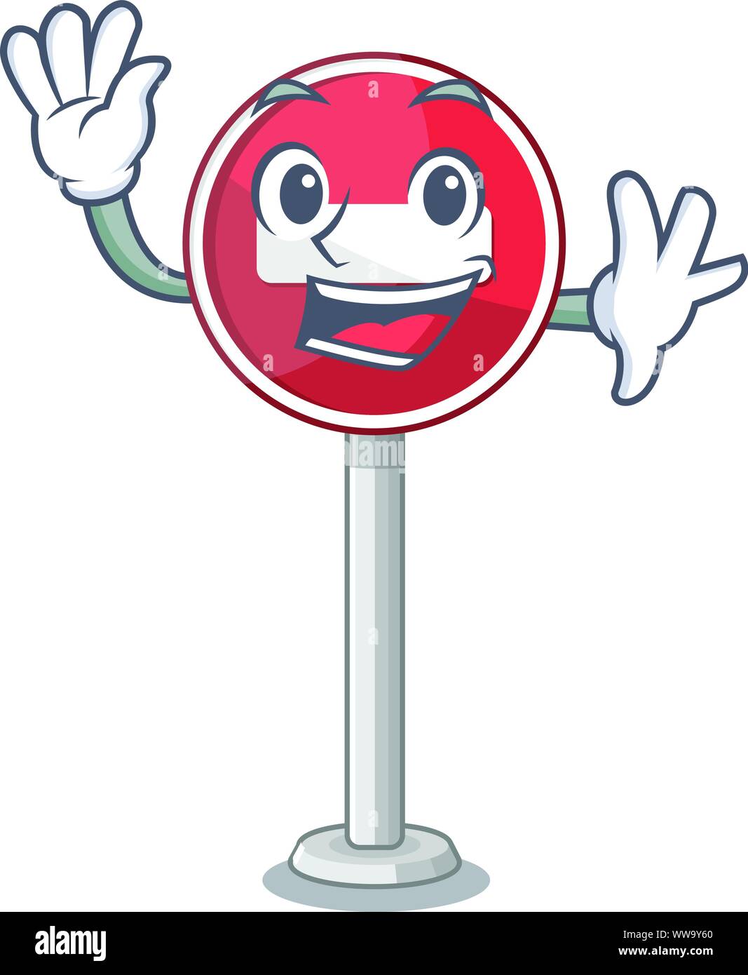 Waving no entry on cartoon side of road Stock Vector Image & Art - Alamy