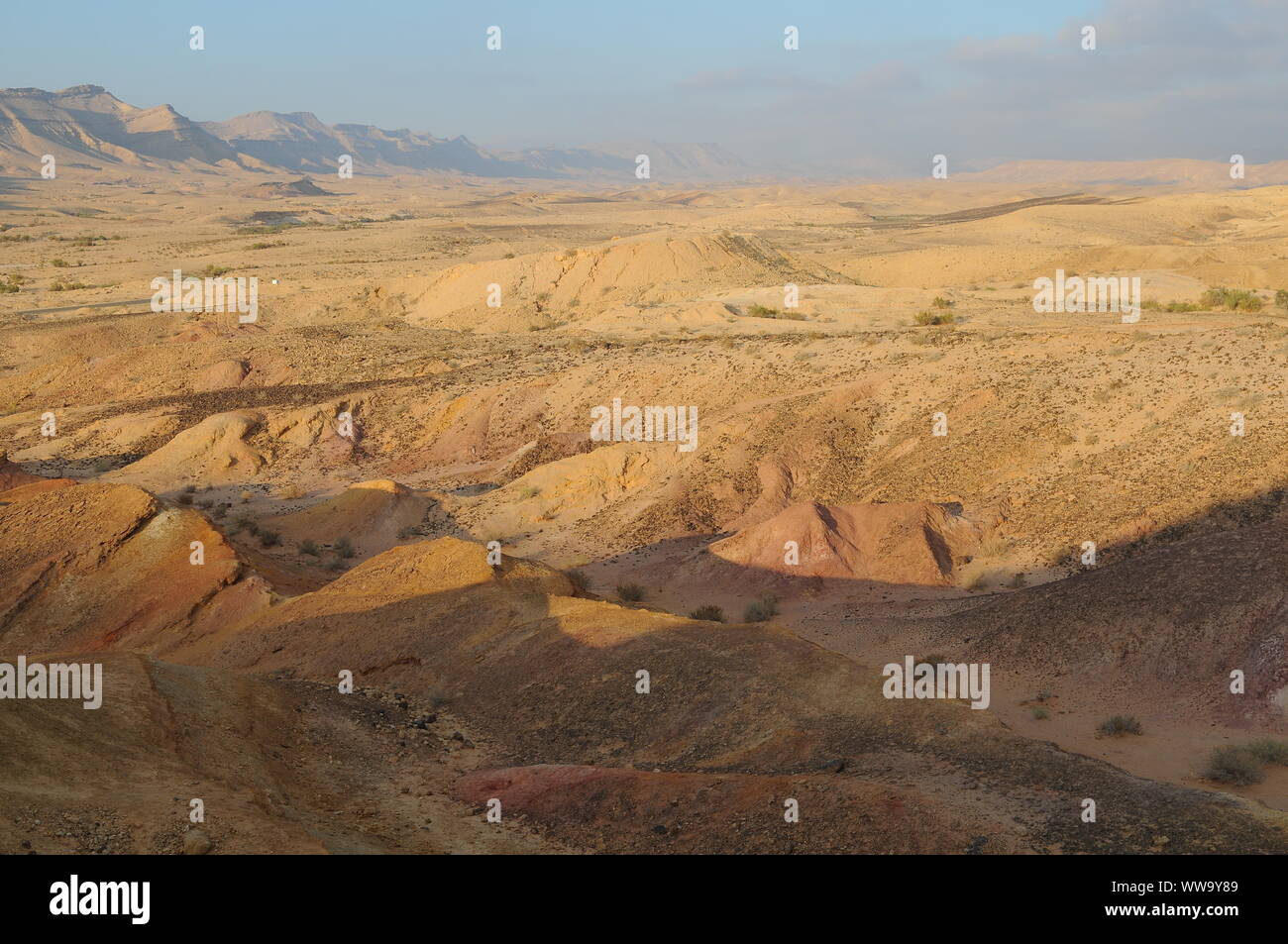 Desert landscape at sunrise. Hiking desert part of Israel National ...