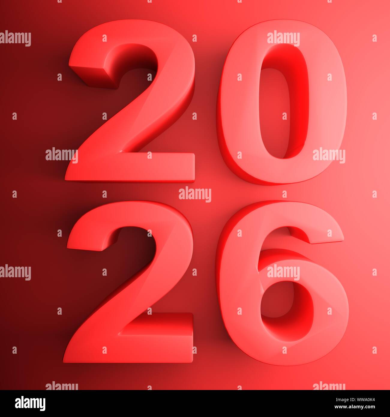 2026 red square icon - 3D rendering illustration Stock Photo - Alamy