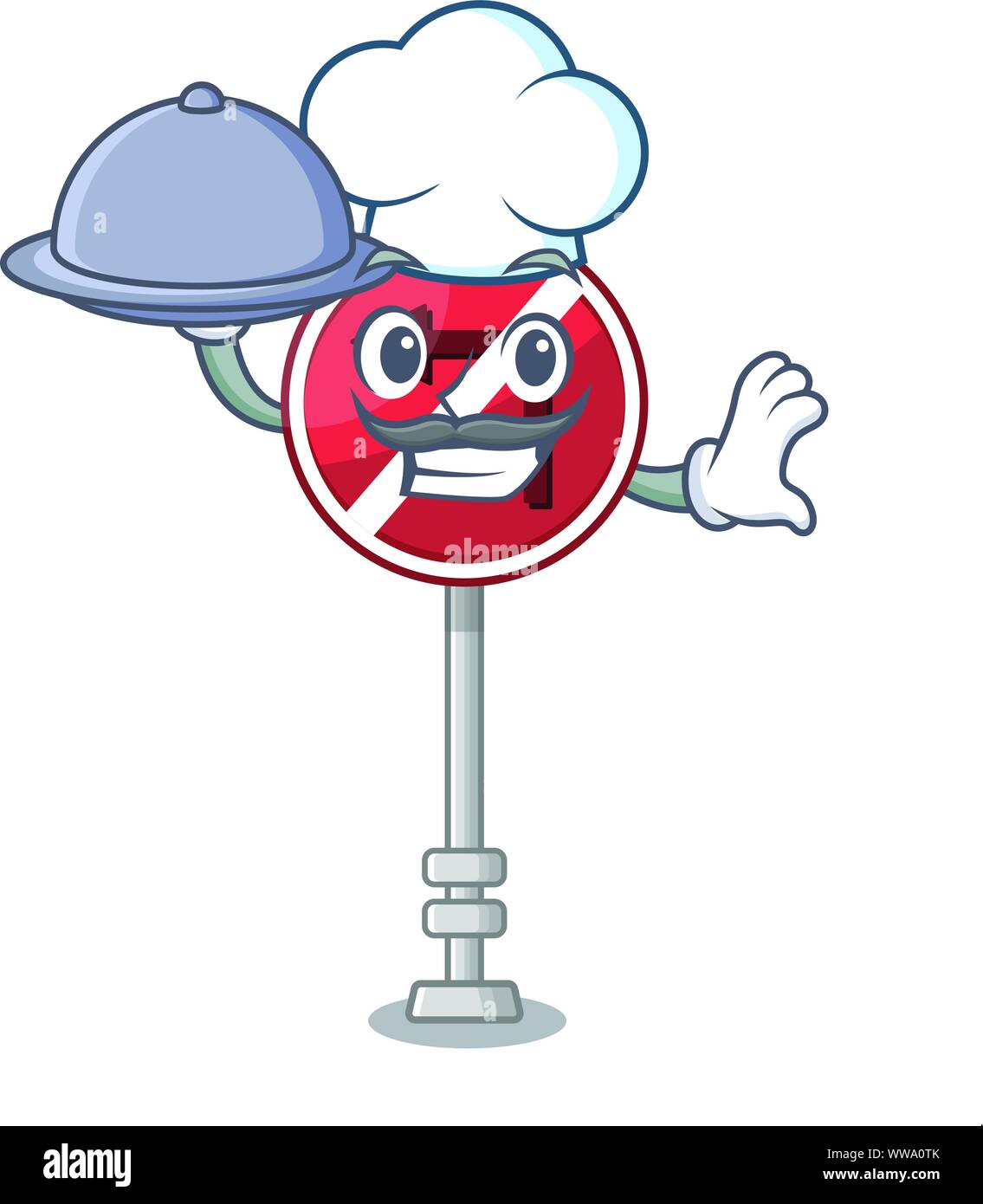 Chef with food no left turn with cartoon shape Stock Vector Image & Art ...