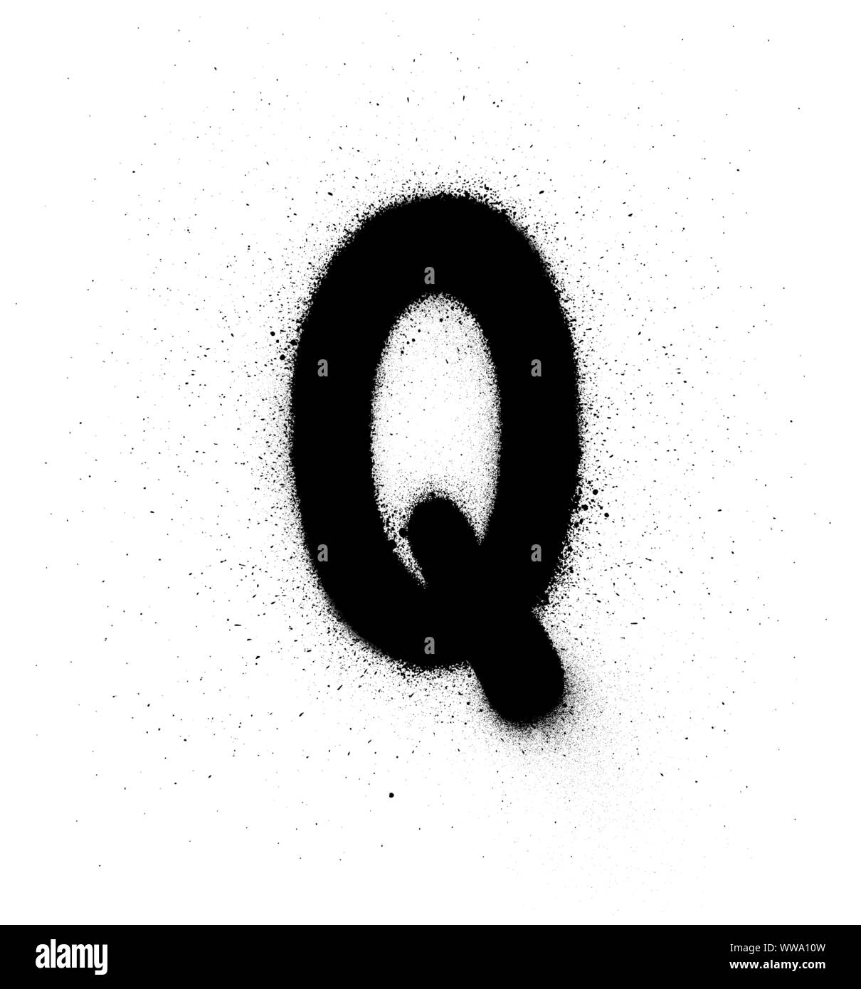 graffiti small fat Q font sprayed in black over white Stock Vector ...