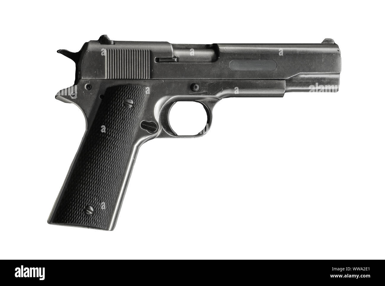 Military black gun pistol isolated on white background Stock Photo - Alamy