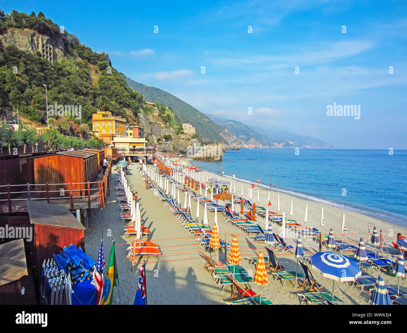 Beach on Italian coast in Liguria Stock Photo - Alamy