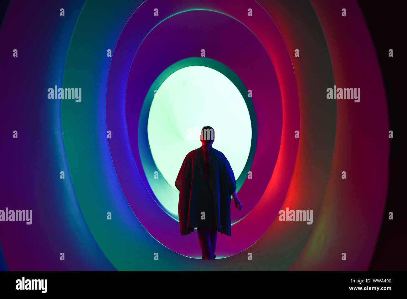 A visitor walks through Colourscape during the Colourscape Music ...