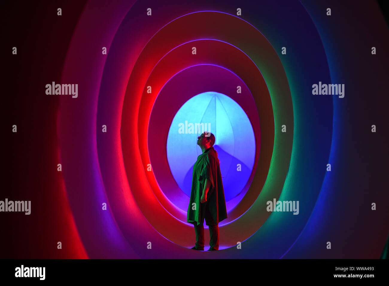 A visitor walks through Colourscape during the Colourscape Music ...
