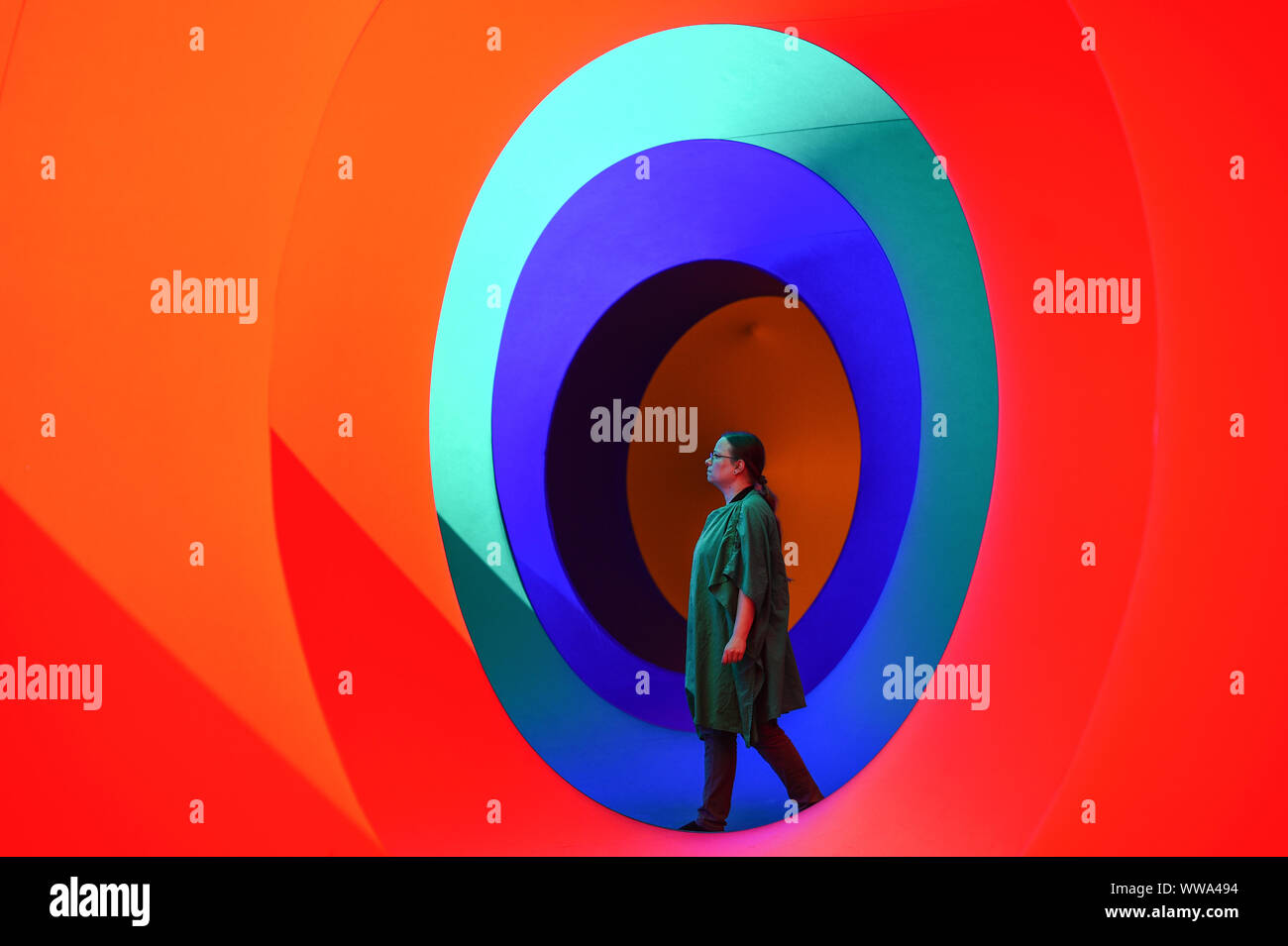A visitor walks through Colourscape during the Colourscape Music ...