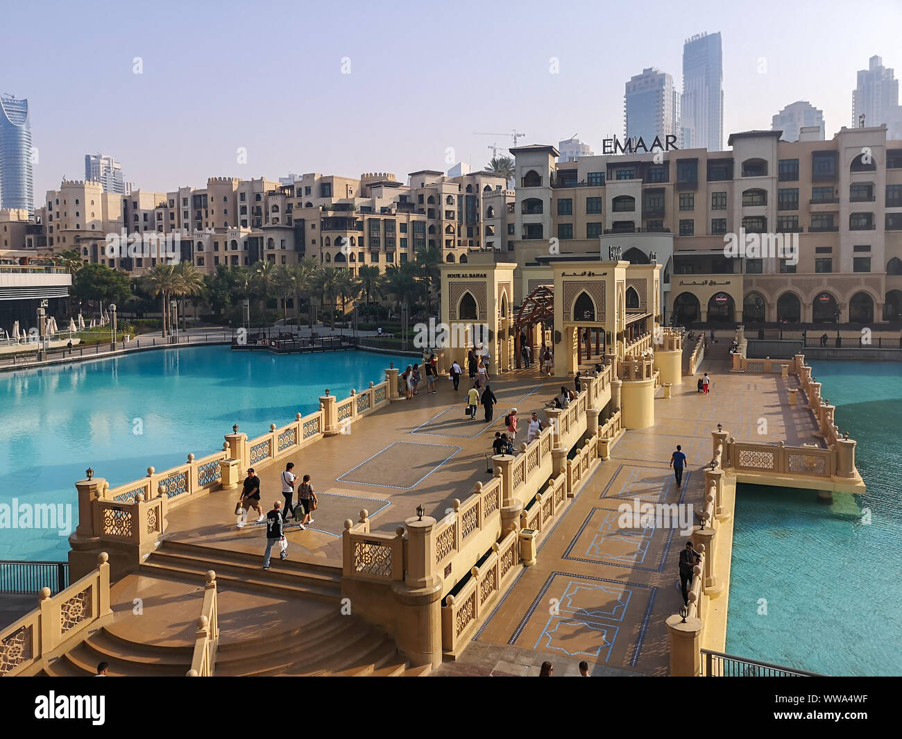 Beautiful high view of Dubai Mall - Souq Al Bahar and the Dubai Mall ...
