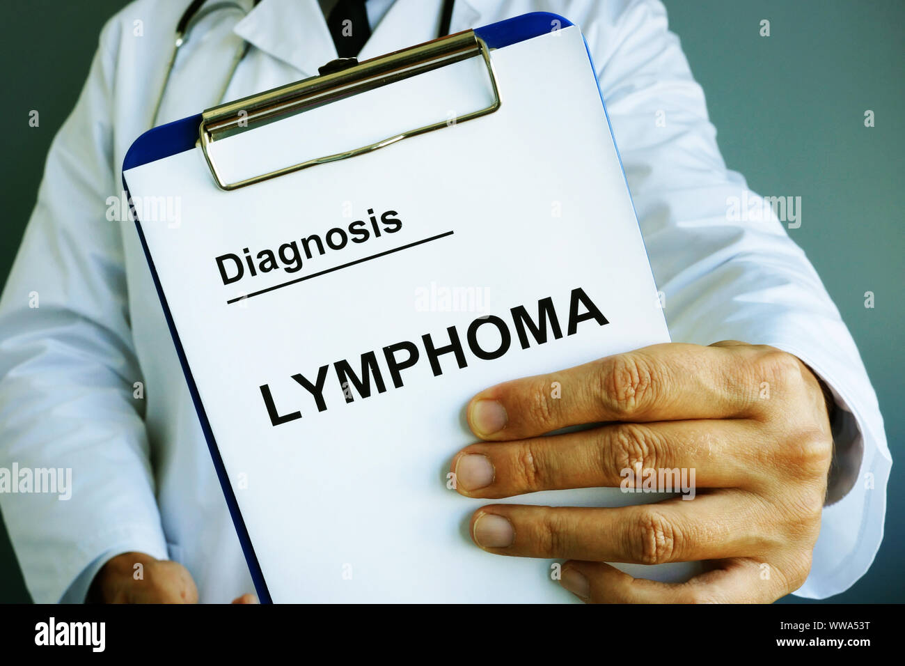 Doctor is holding Diagnosis Lymphoma Stock Photo - Alamy