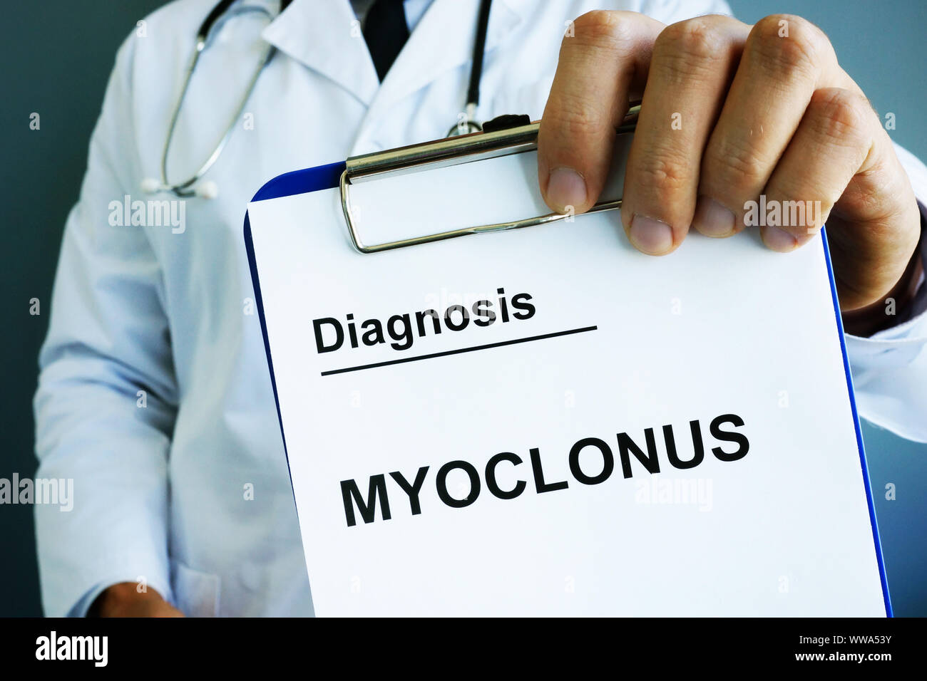 Diagnosis Myoclonus in the hands of a man Stock Photo - Alamy