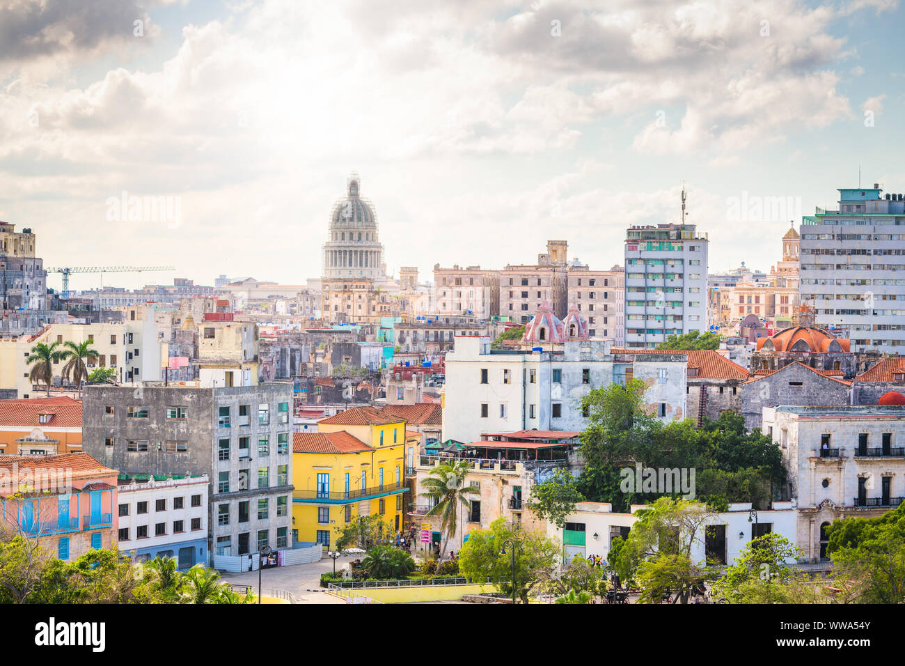 Havana, Cuba downtown skyline on the Malecon Stock Photo - Alamy