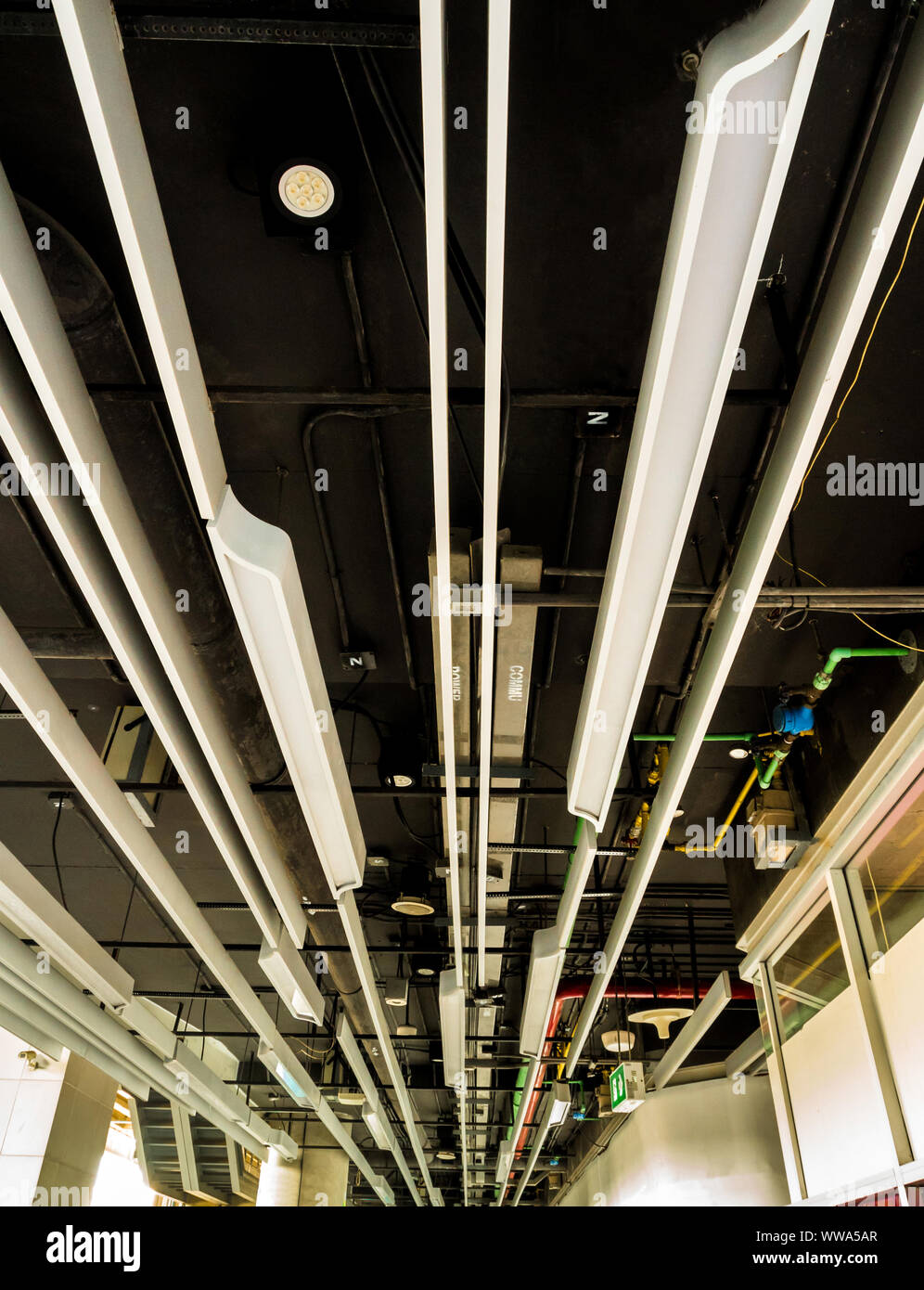 Lamps, water pipes, electrical power and communication system ducts ...