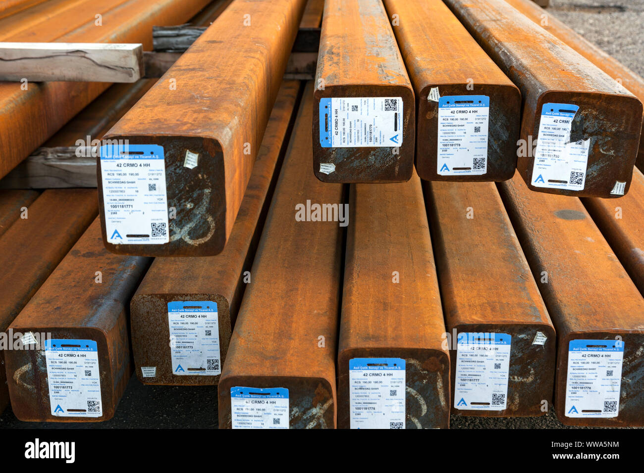 Square profile iron in a warehouse Stock Photo - Alamy