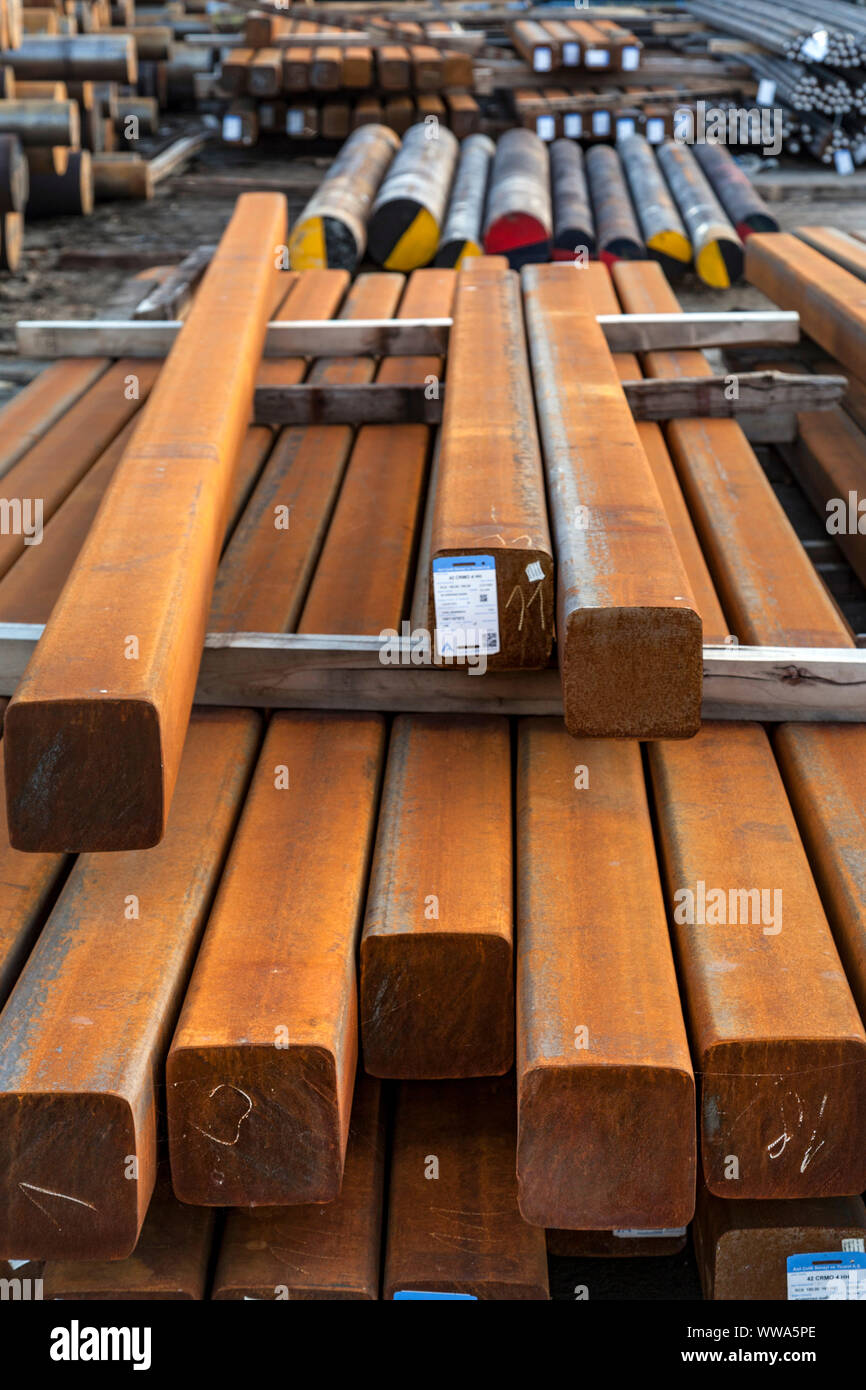 Square profile iron in a warehouse Stock Photo - Alamy