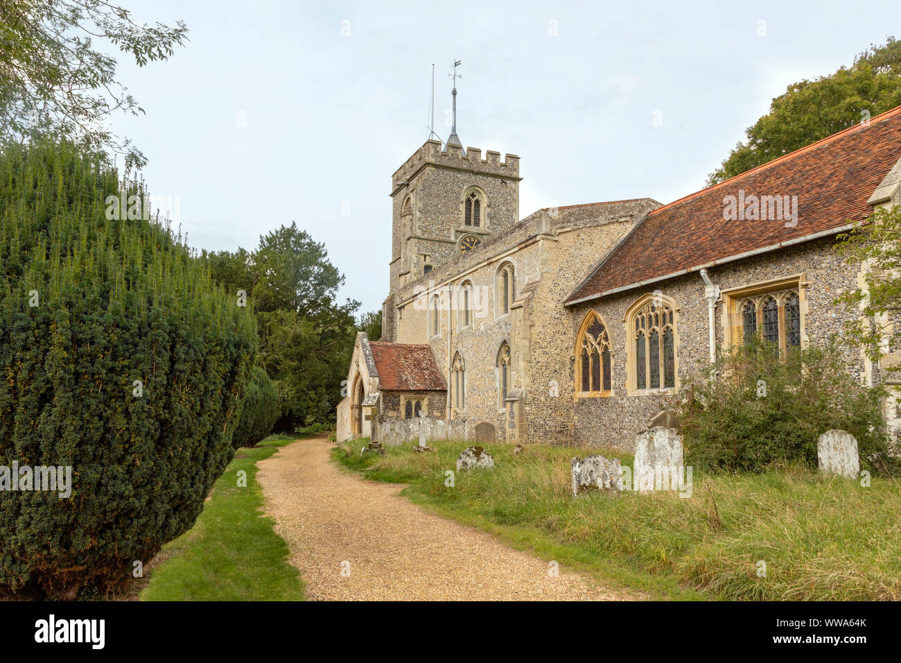 The medieval Church of Saint Peter Benington, set within a bailey ...