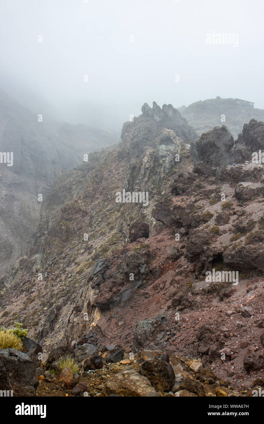 foggy rainy day at Tongariro volcano, New Zealand Stock Photo - Alamy