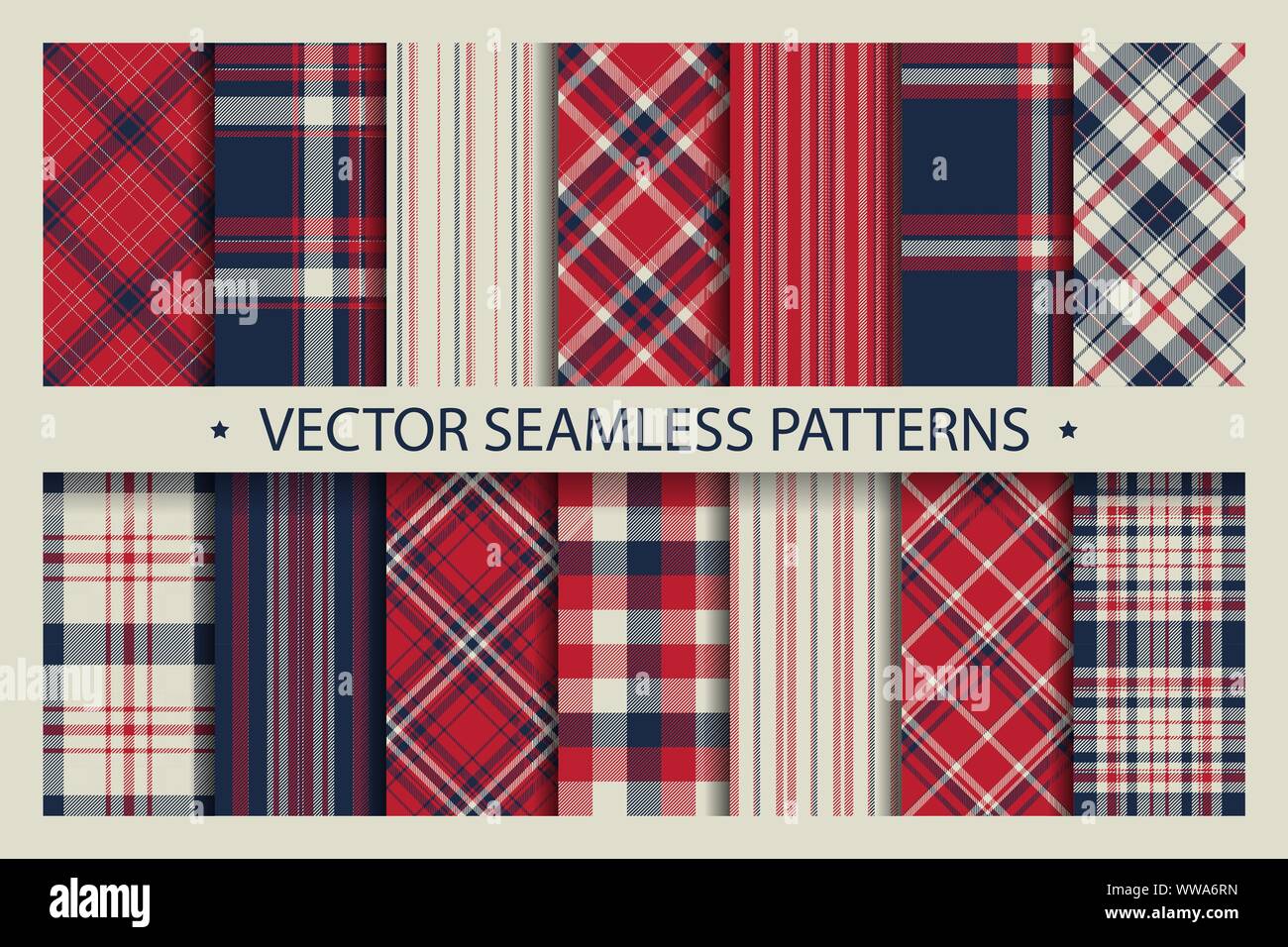 Set plaid pattern seamless. Tartan patterns fabric texture. Checkered ...