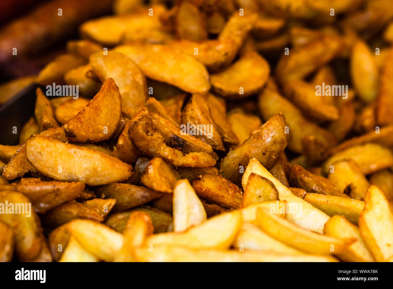 Fresh fried potatoes, french fries at a street food festival Stock ...