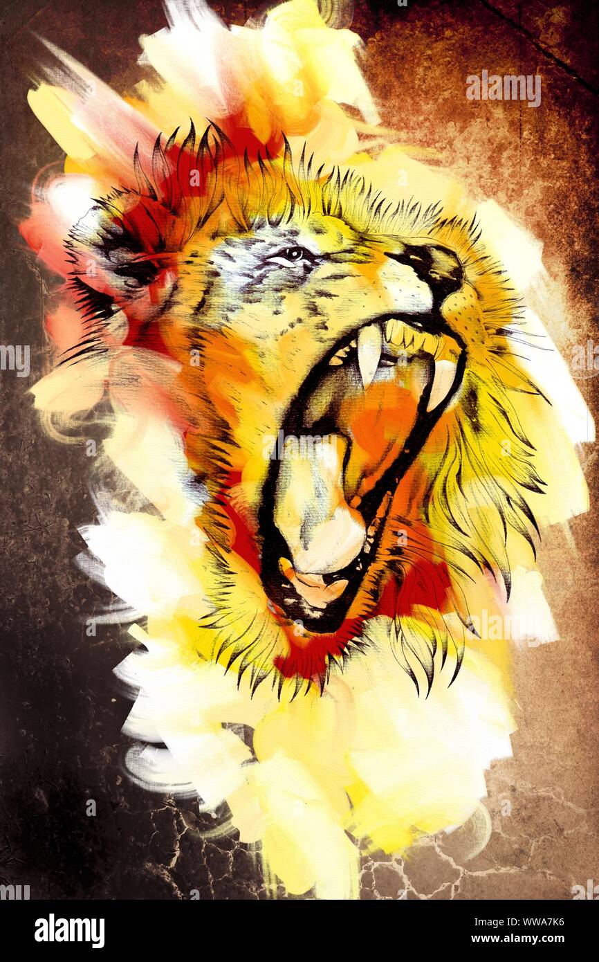 lion art illustration drawing Stock Photo - Alamy
