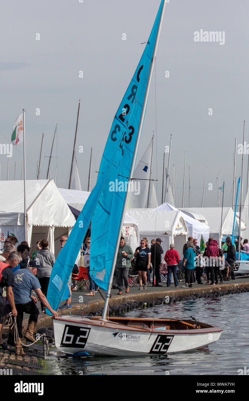 Enterprise Nationals blue sail E GBR 14-foot dinghy raced, cruised ...