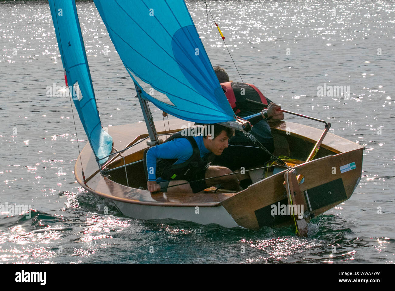 Enterprise Nationals blue sail E GBR 14-foot dinghy raced, cruised ...