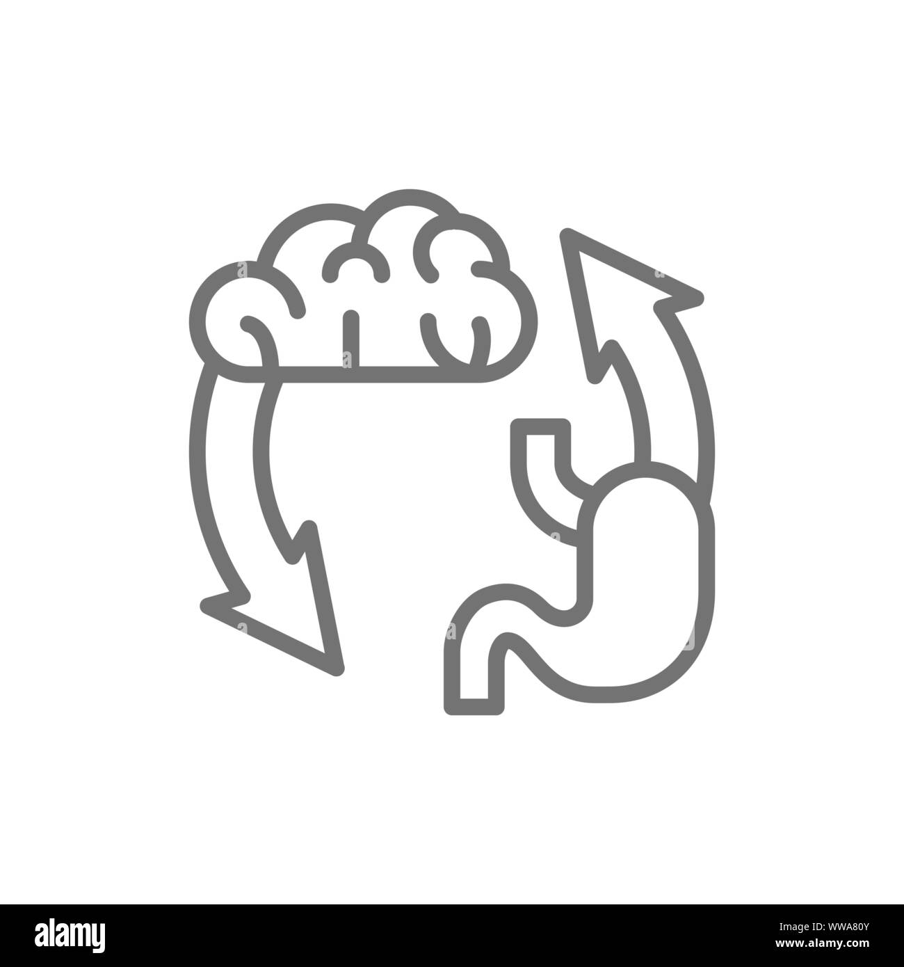 Vector brain exchange stomach, addiction line icon Stock Vector Image ...