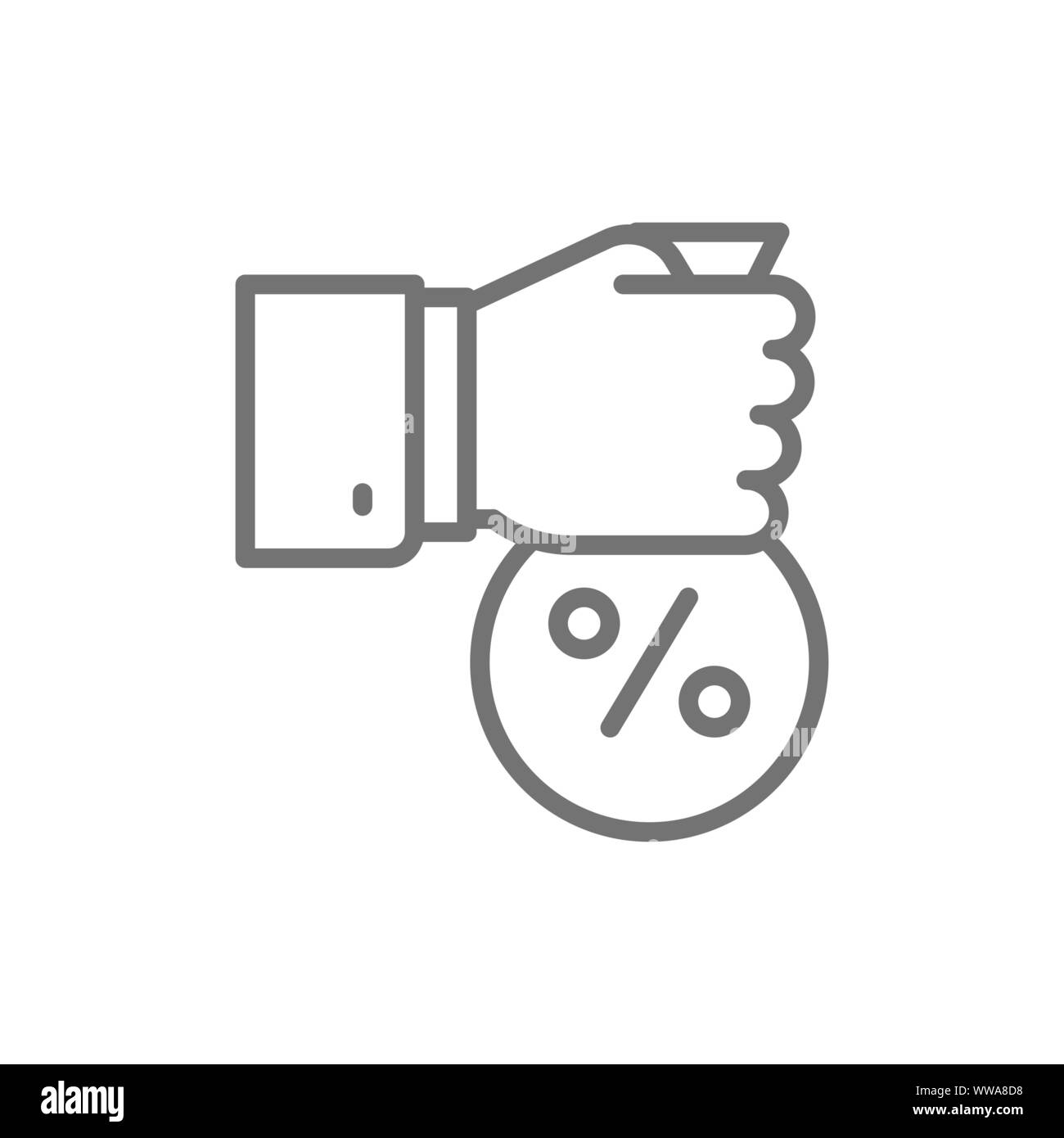 Fixed interest rate, hand with money bag line icon Stock Vector Image ...