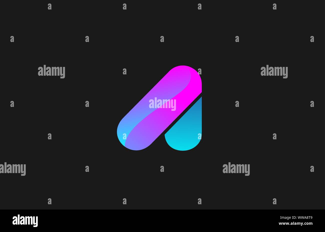 pink blue alphabet letter A for company logo design. Suitable as ...