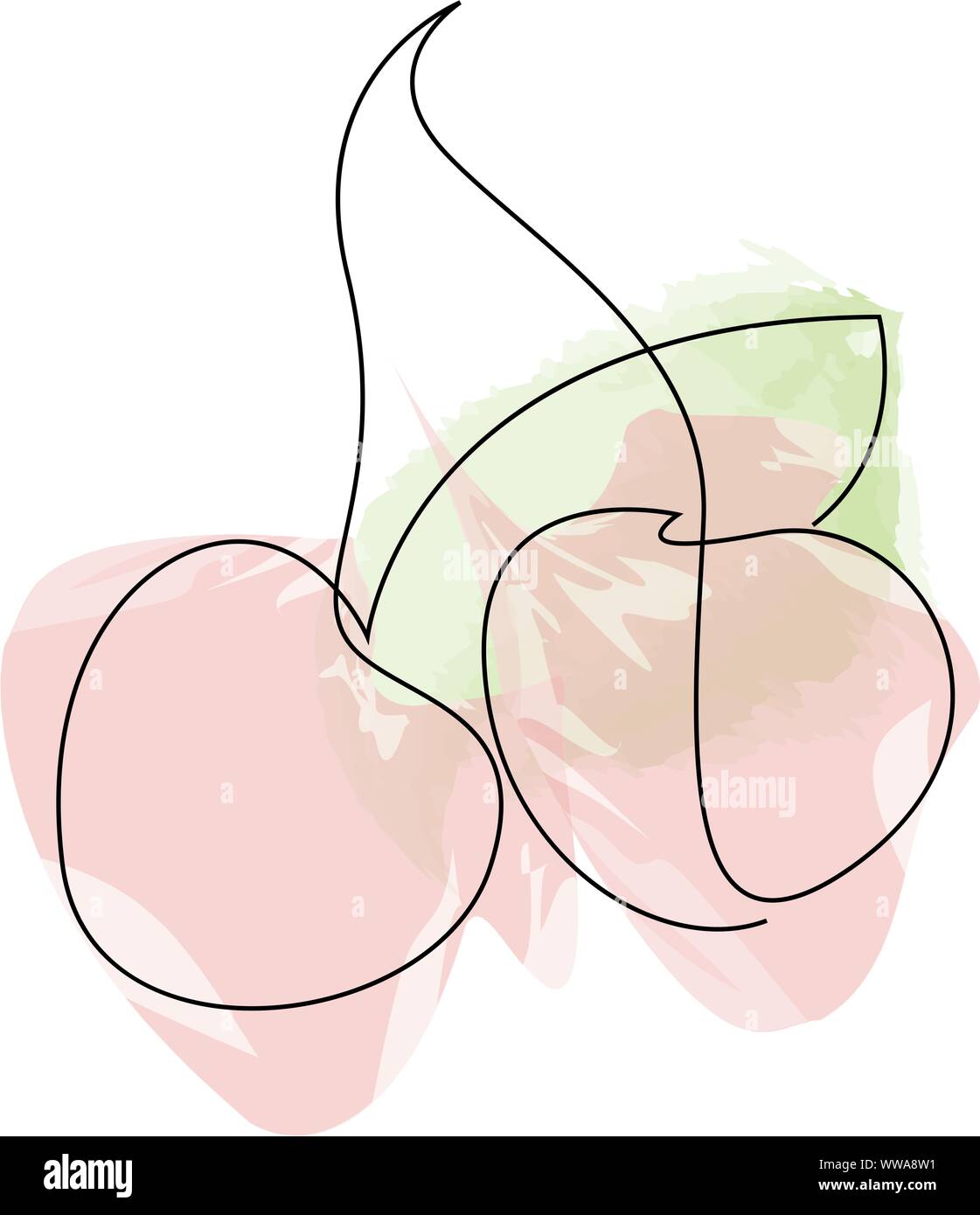 Single continuous line drawing of cherry for logo identity. Modern ...
