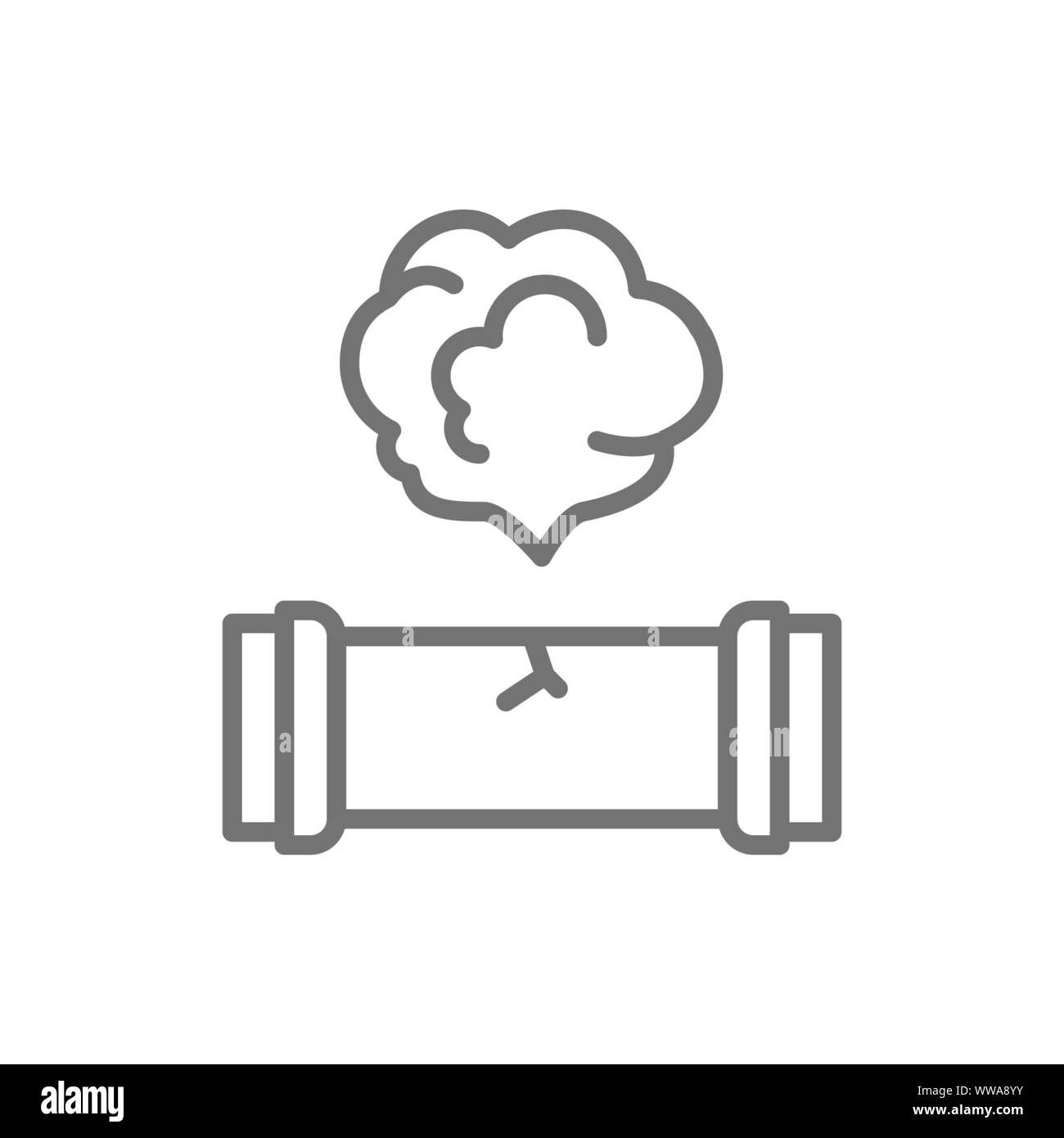 Vector broken pipe, plumbing pipeline line icon Stock Vector Image ...