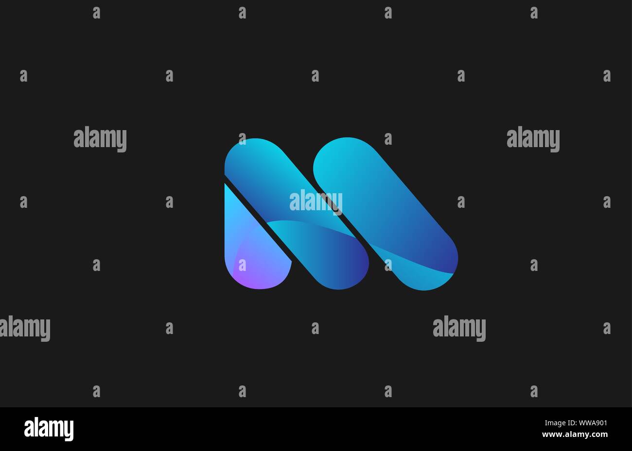 pink blue alphabet letter M for company logo design. Suitable as ...
