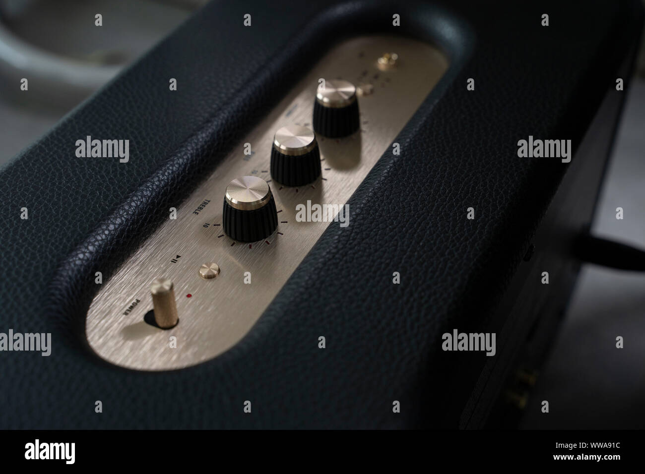 Close-up detail of sound volume controls in vintage style Stock Photo ...