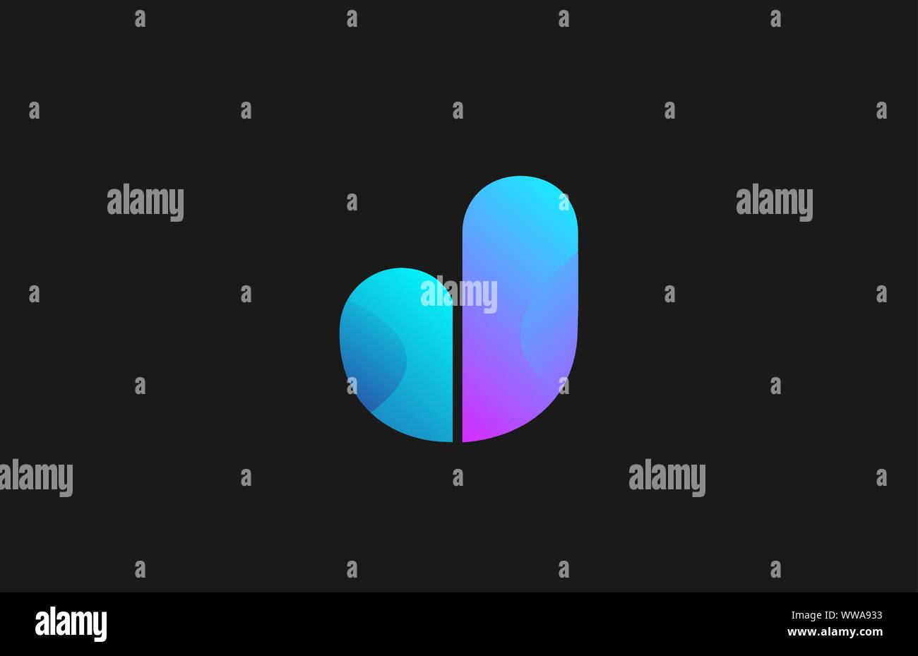 pink blue alphabet letter J for company logo design. Suitable as ...