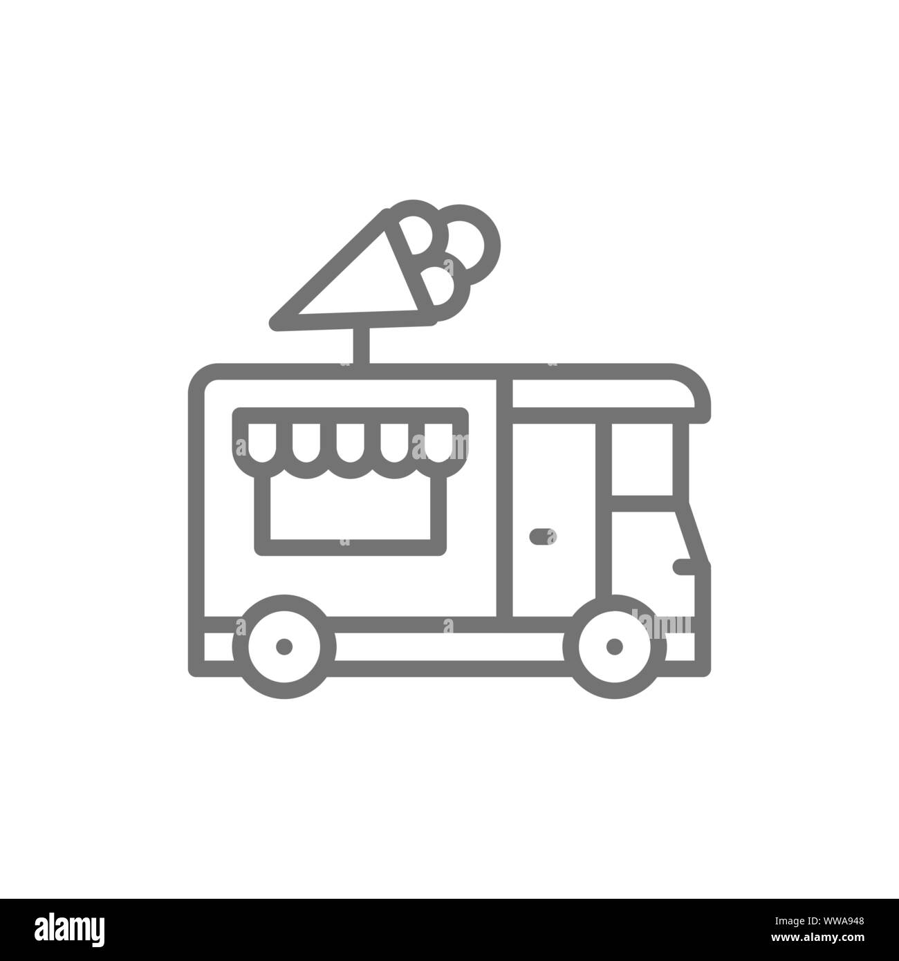 Ice Cream Truck Street Fast Food Line Icon Stock Vector Image And Art