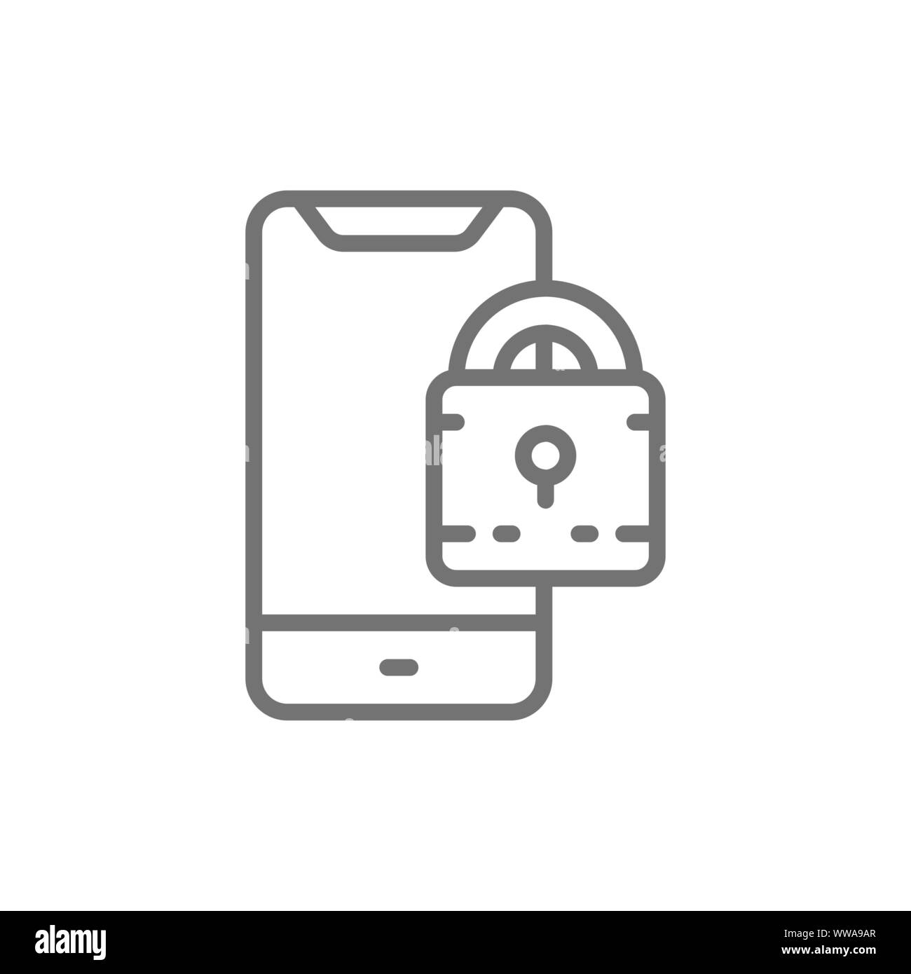 Padlock with phone, locked smartphone line icon Stock Vector Image ...