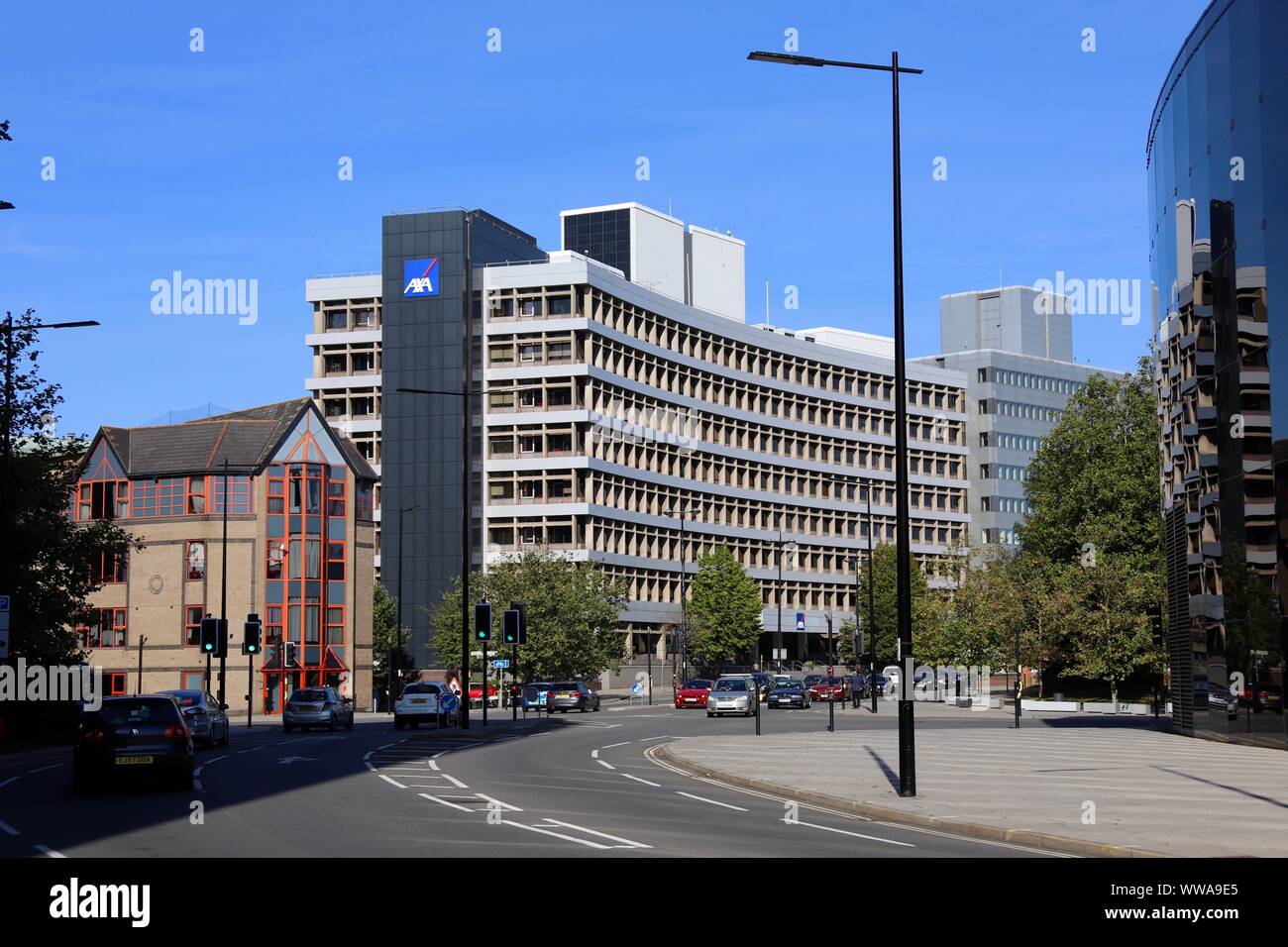 Ipswich, Suffolk, UK - 14 September 2019: Axa insurance company offices ...
