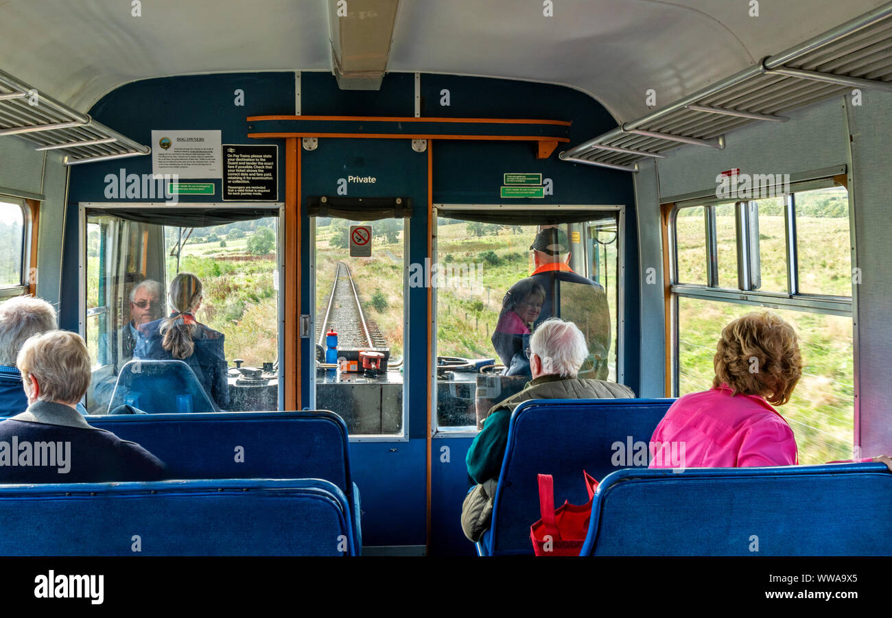 KEITH AND DUFFTOWN RAILWAY MORAY SCOTLAND INSIDE THE TRAIN LOOKING ...