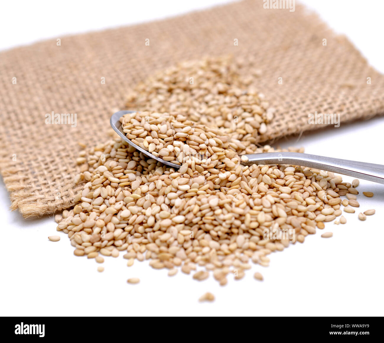 tahini seeds on white background, image of a Stock Photo - Alamy