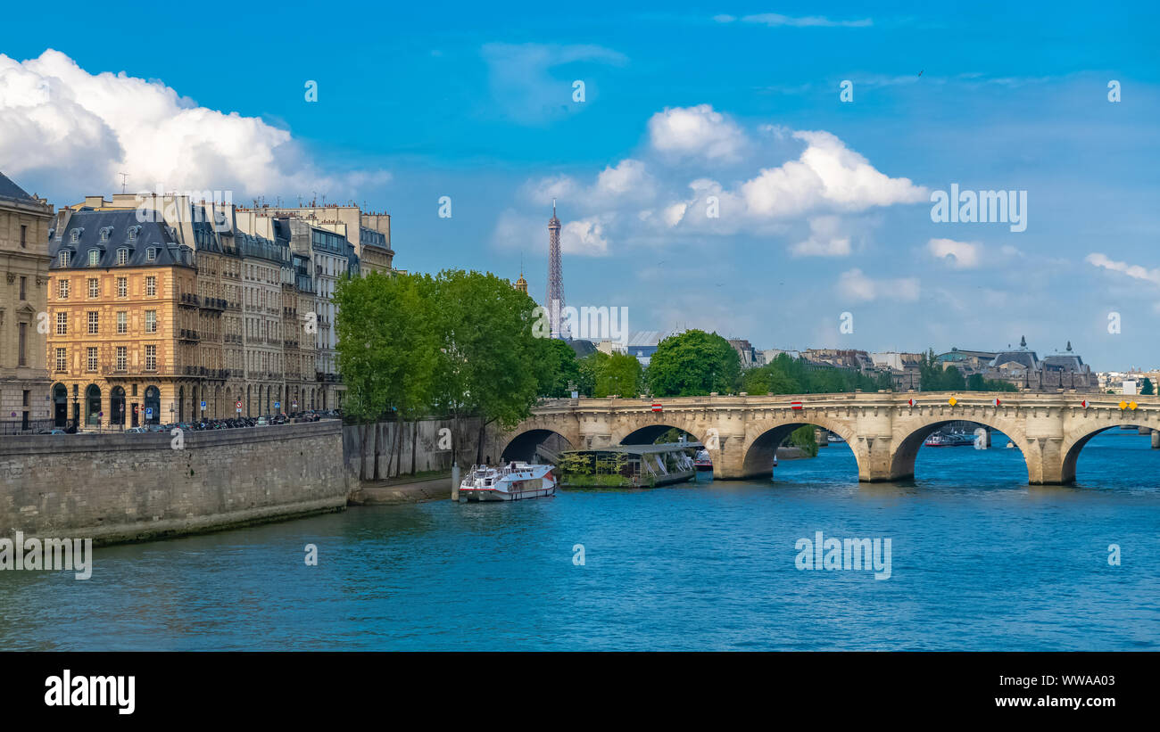 Paris, view of the Pont-Neuf and the ile de la Cité, traditional ...