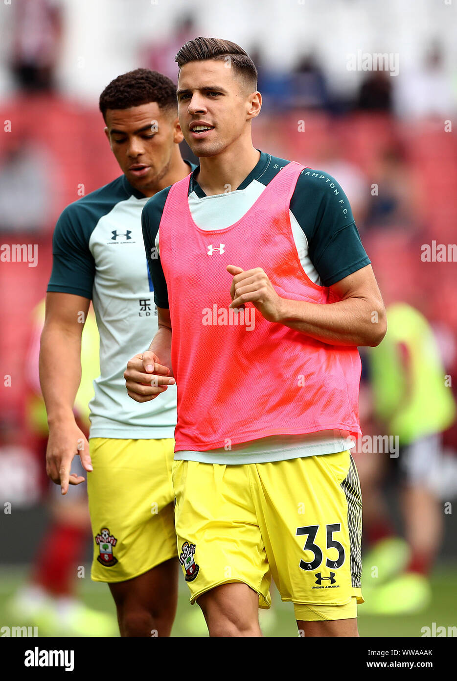 Southampton's Jan Bednarek warms-up before the Premier League match at ...