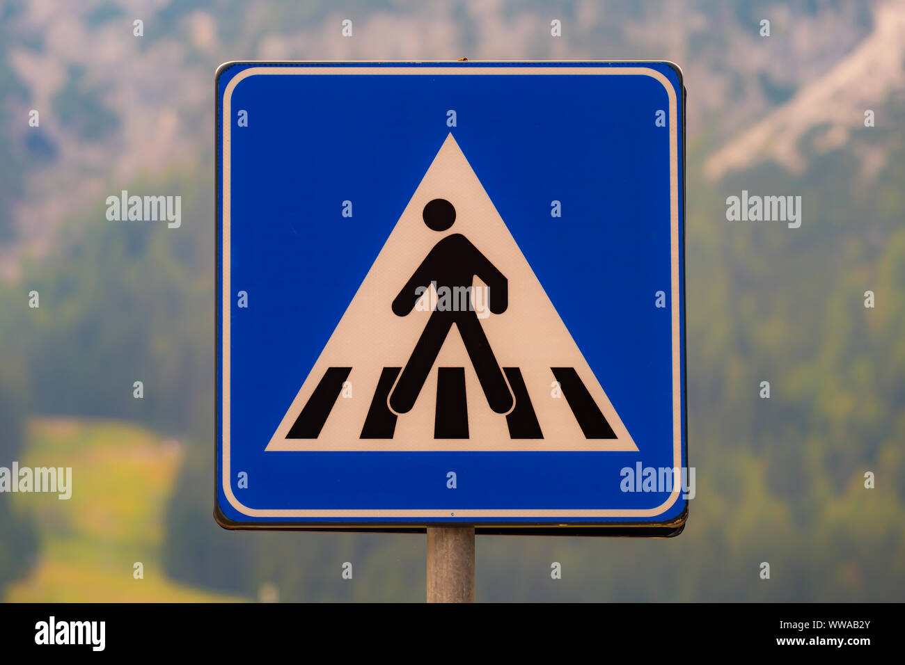Italian crosswalk sign for drivers Stock Photo - Alamy