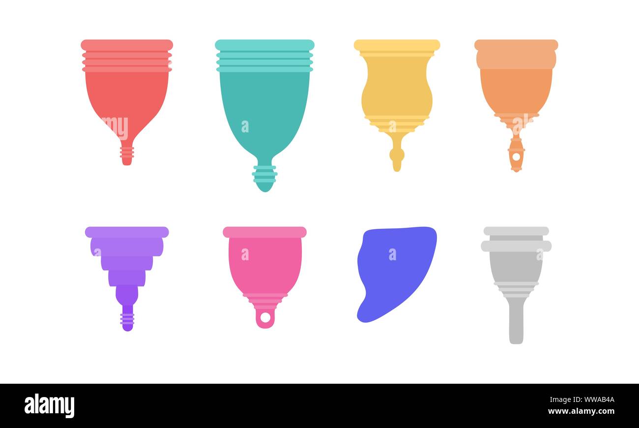 Menstrual cups set. Simple flat objects isolated on white background ...