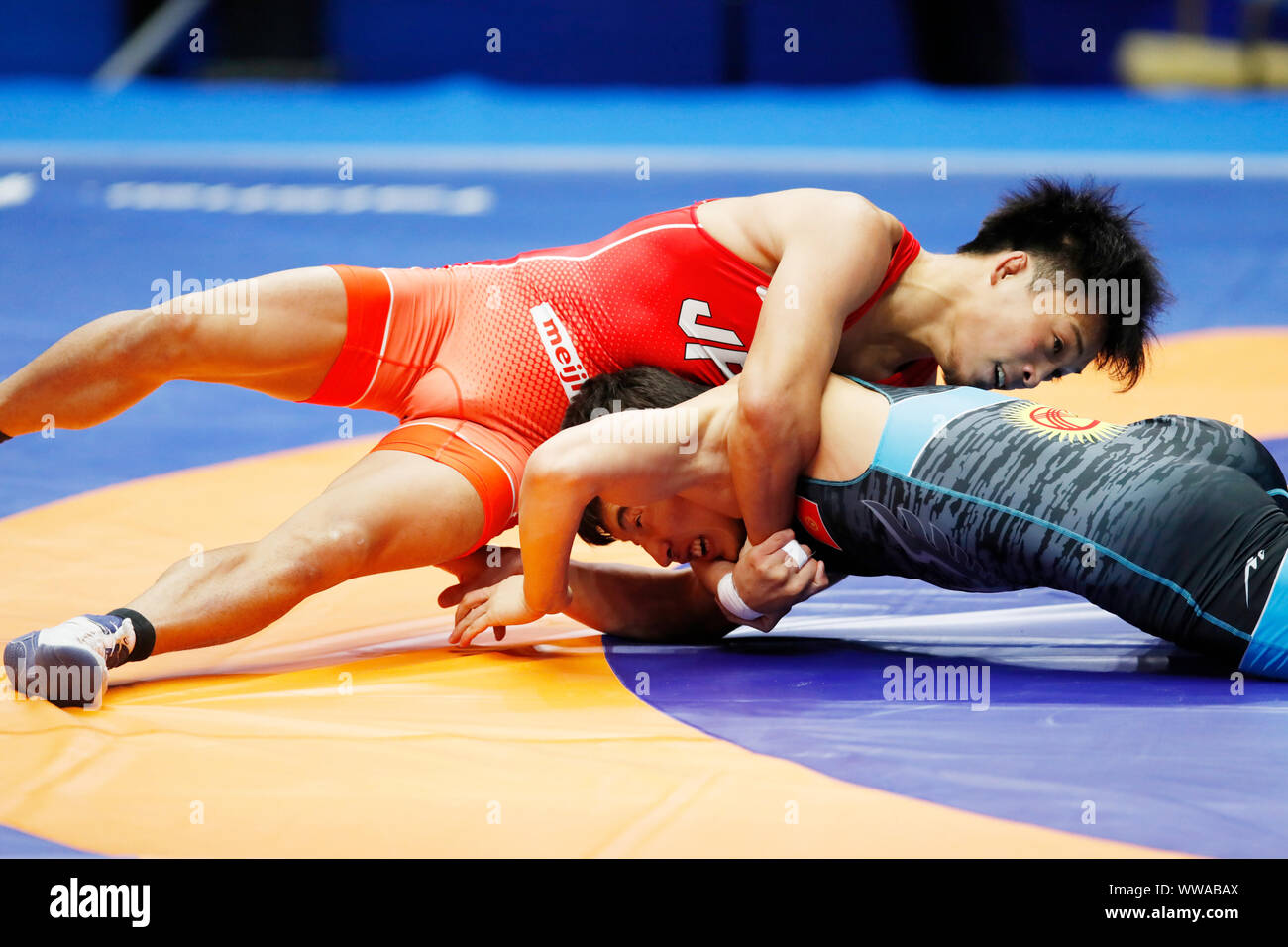 Nursultan, Kazakhstan. 14th Sep, 2019. (Top-Bottom) Shinobu Ota (JPN), Tynar Sharshenbekov (KGZ ...