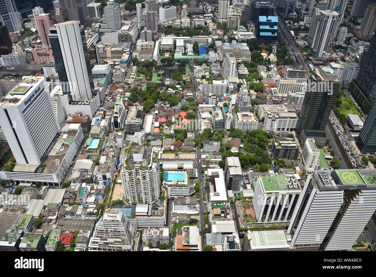 Panoramic skyline view of Bangkok from above from The Peak (314 meters ...