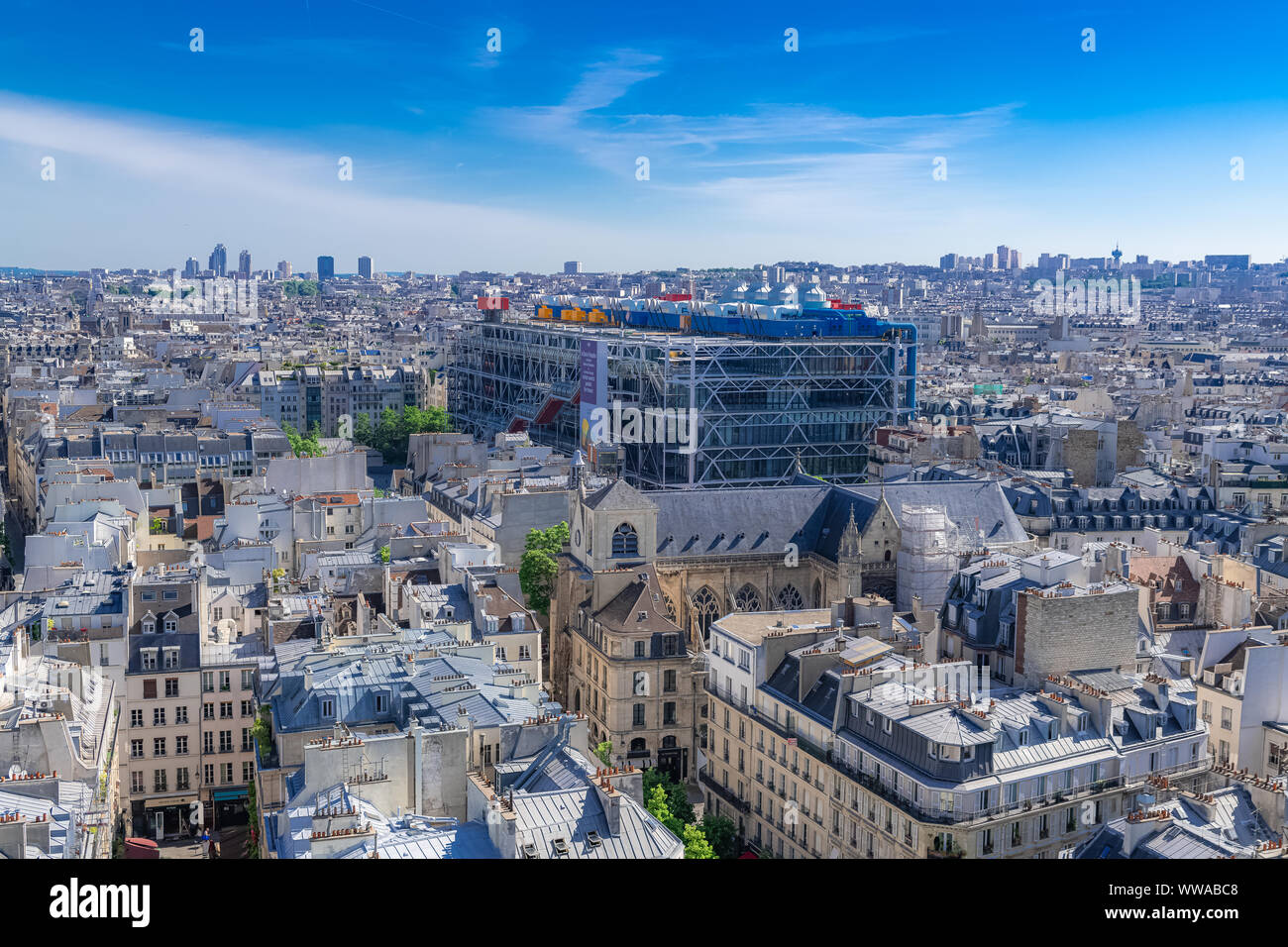 Paris, France, the Pompidou Center, aerial view of the city Stock Photo ...