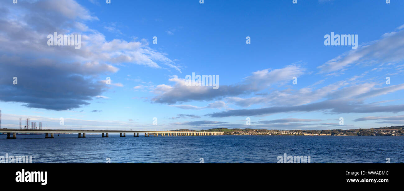 Panoramic view of the Tay Road Bridge, Firth of Tay, Dundee, Scotland ...