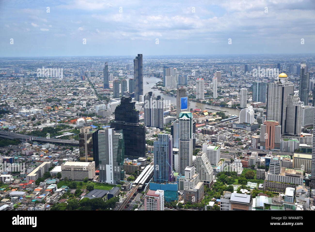Panoramic skyline view of Bangkok from above from The Peak (314 meters ...