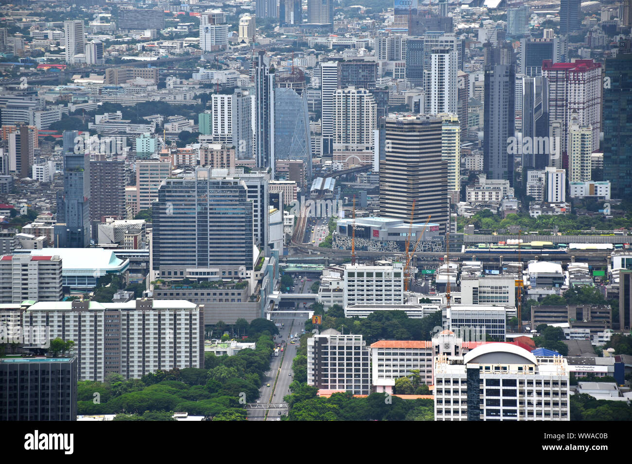 Panoramic skyline view of Bangkok from above from The Peak (314 meters ...