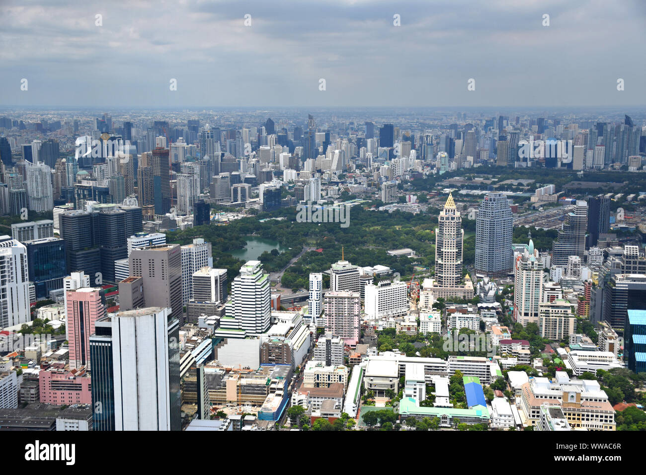 Panoramic skyline view of Bangkok from above from The Peak (314 meters ...