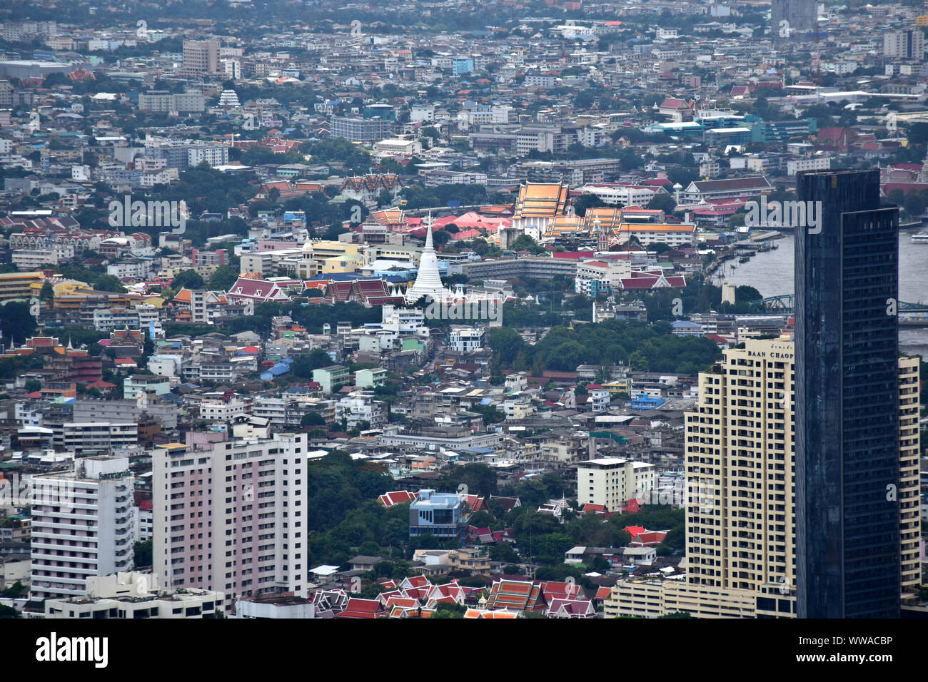 Panoramic skyline view of Bangkok from above from The Peak (314 meters ...